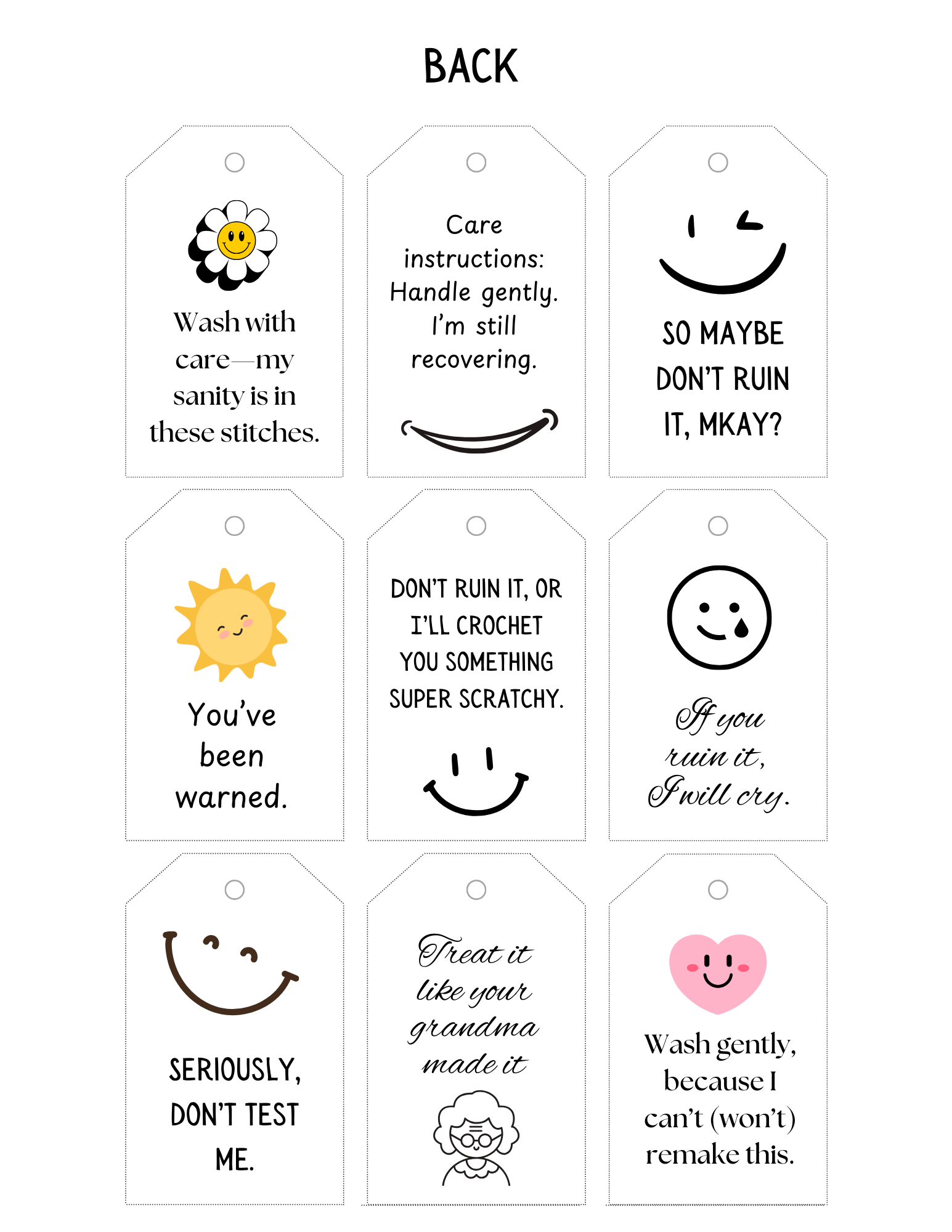 Printable Funny Gift Tags - Funny Double Sided Gift Tags - Crochet Gif ...